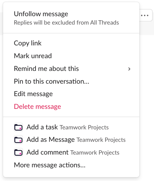 Adding Project Items from Slack - Teamwork Projects Support
